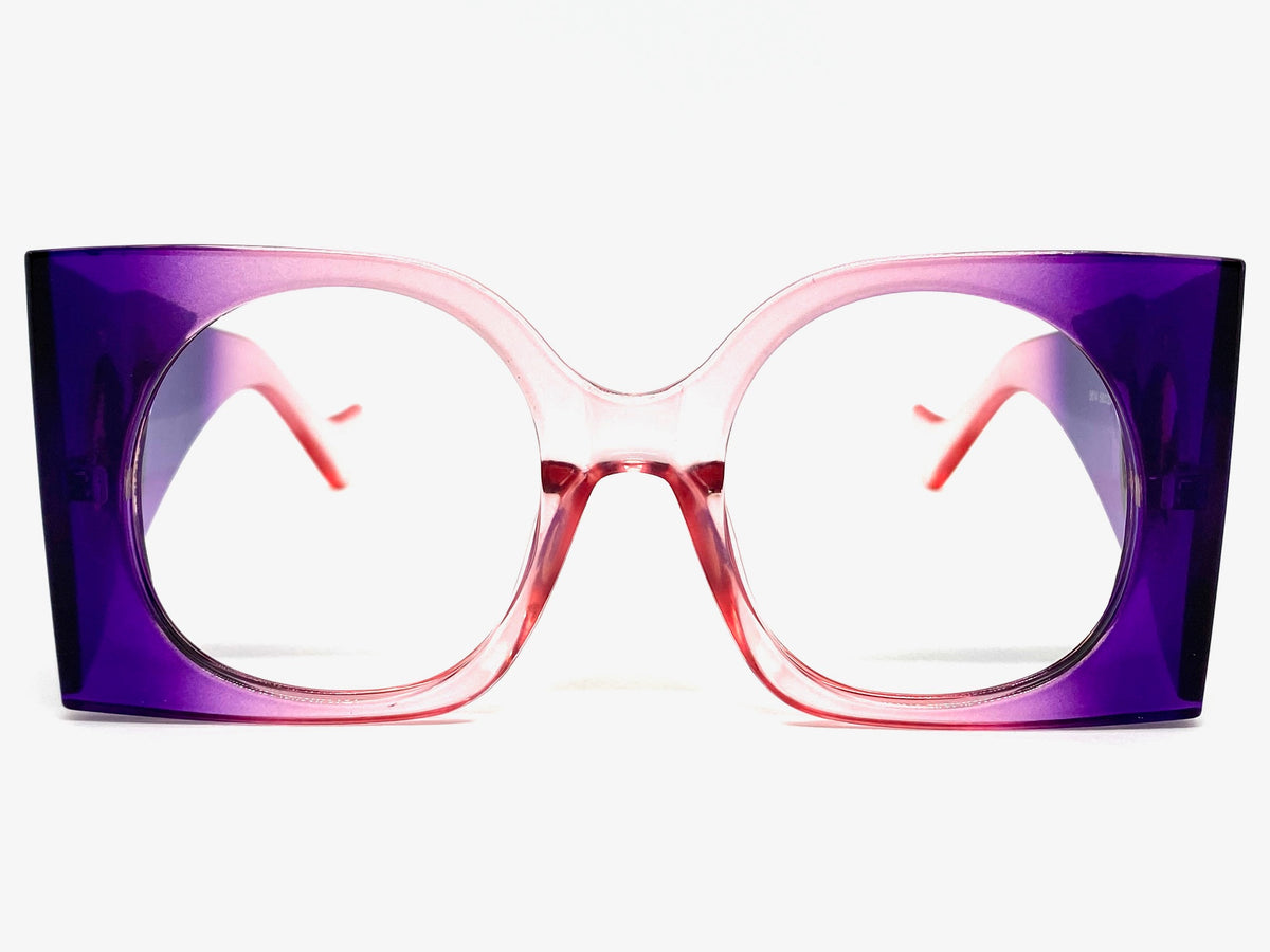 Oversized Vintage Retro Style Huge Thick Purple And Pink Lensless Eye Gl