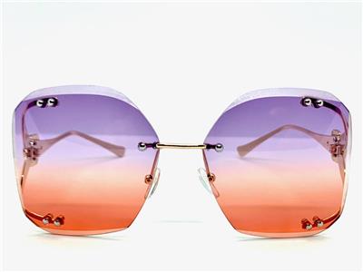LUXURY Retro Rimless Sunglasses- Purple & Pink Lens – SAAK EYEWEAR