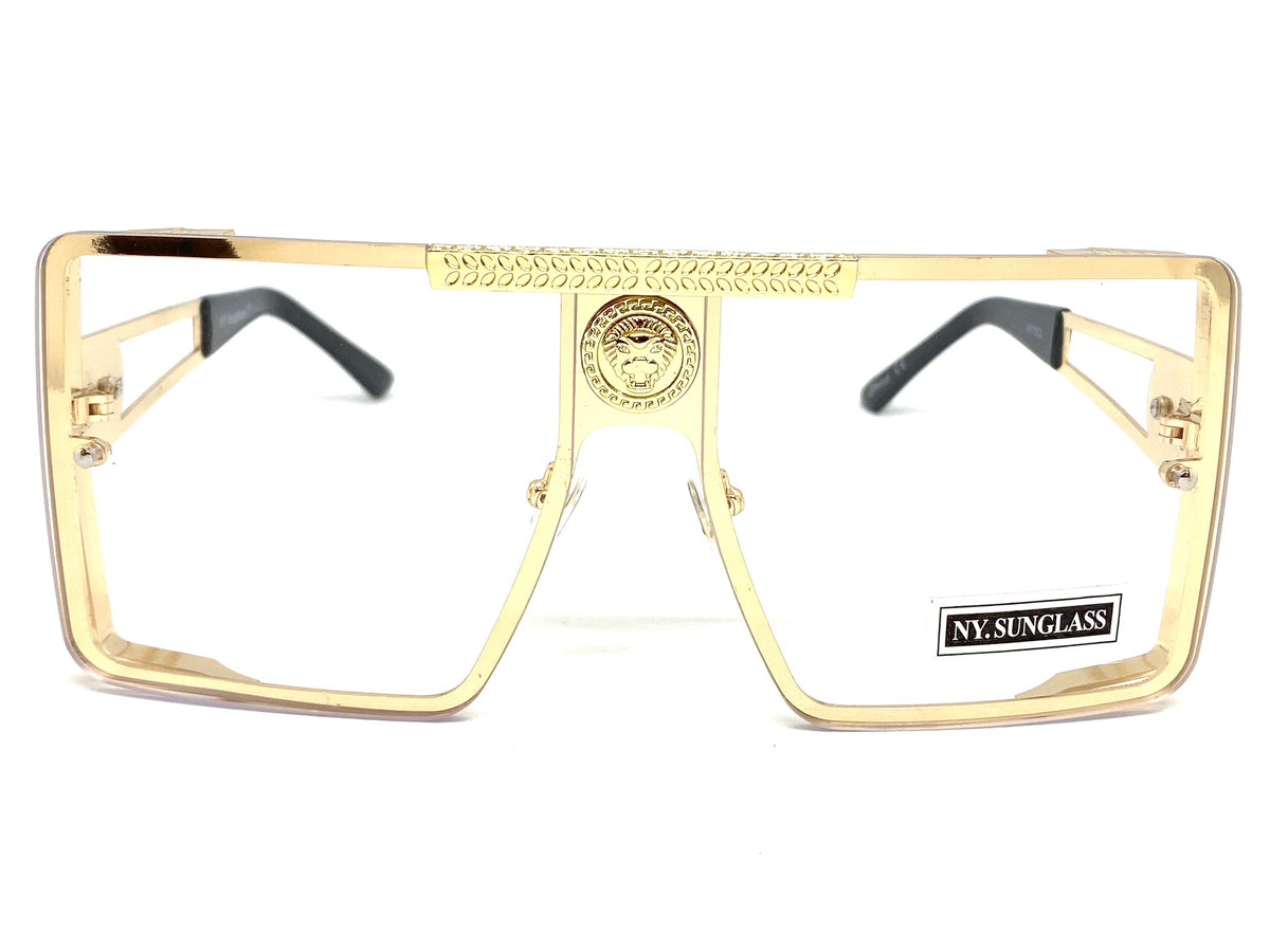 Oversized Luxury Retro Hip Hop Style Clear Lens EYEGLASSES Large Gold ...