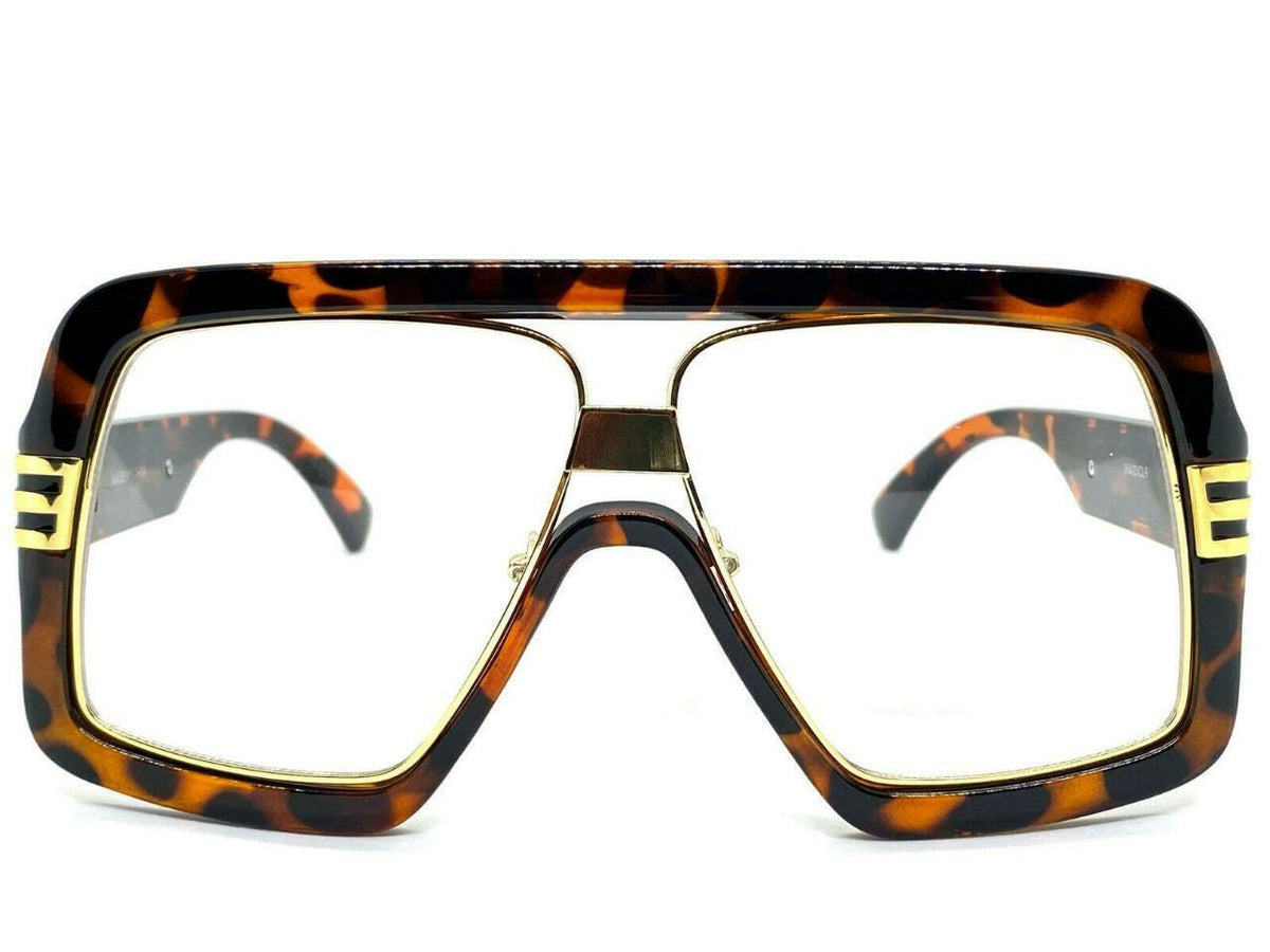 Oversized Vintage Retro Hip Hop Style Clear Lens EYEGLASSES Large Tort ...
